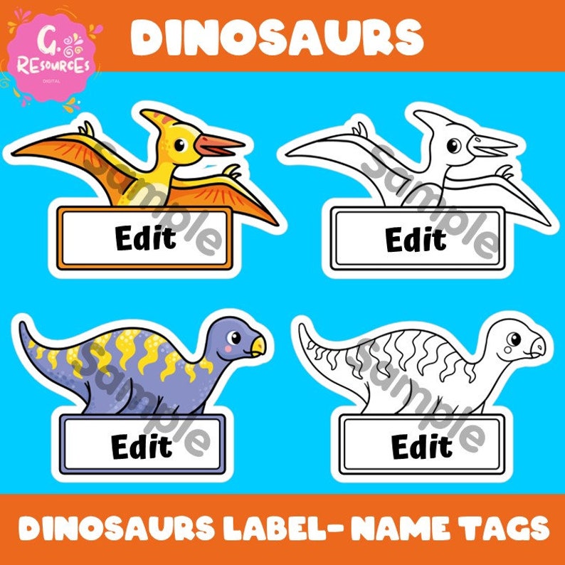 Editable Name Tags, Coloring, Dinosaurs Theme, Classroom Decor ...