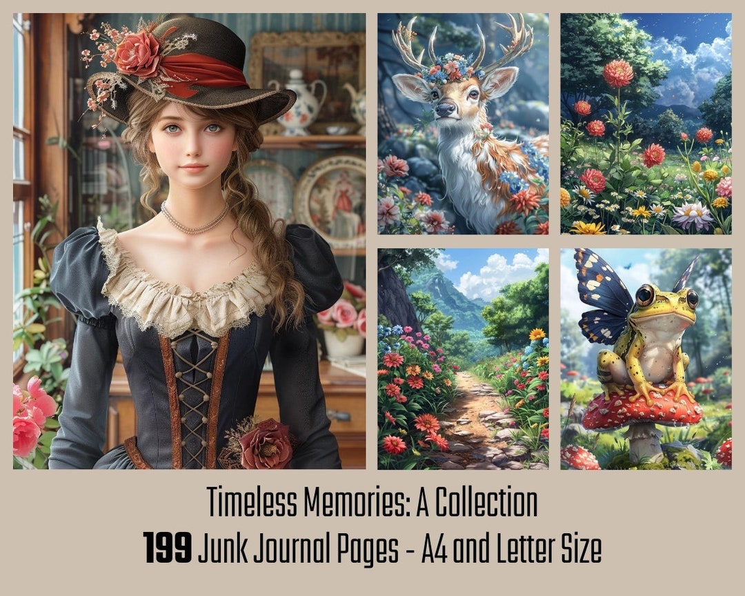 Timeless Memories: A Collection | 199 Junk Journal Pages, Printable ...