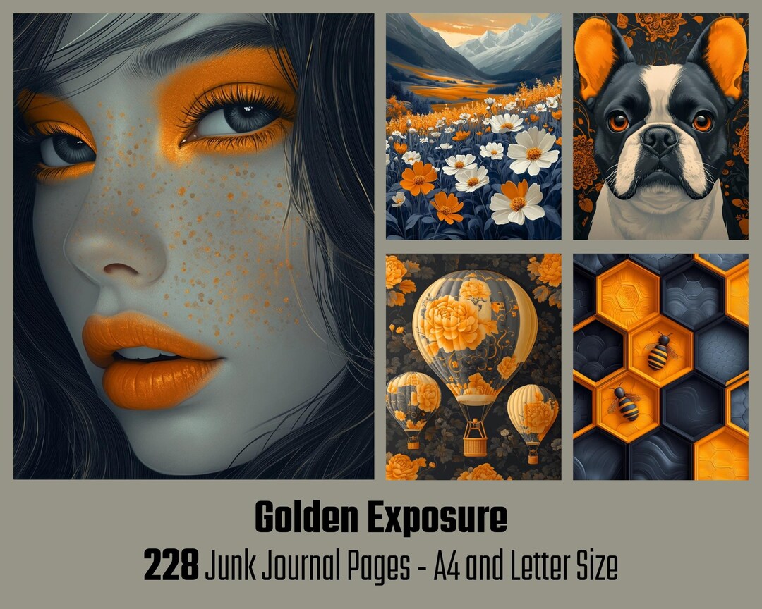 Golden Exposure | 228 Junk Journal Pages, Printable Scrapbook and ...