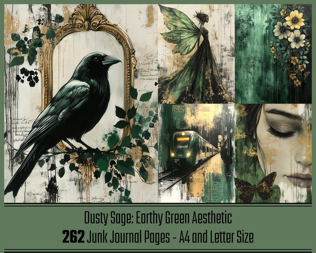 Dusty Sage: Earthy Green Aesthetic | 262 Junk Journal Pages, Printable ...