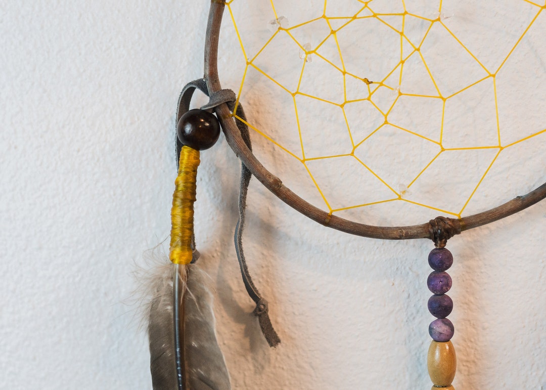 Handcrafted Yellow Webbed Dream Catcher With Quartz and Palomino Horse ...