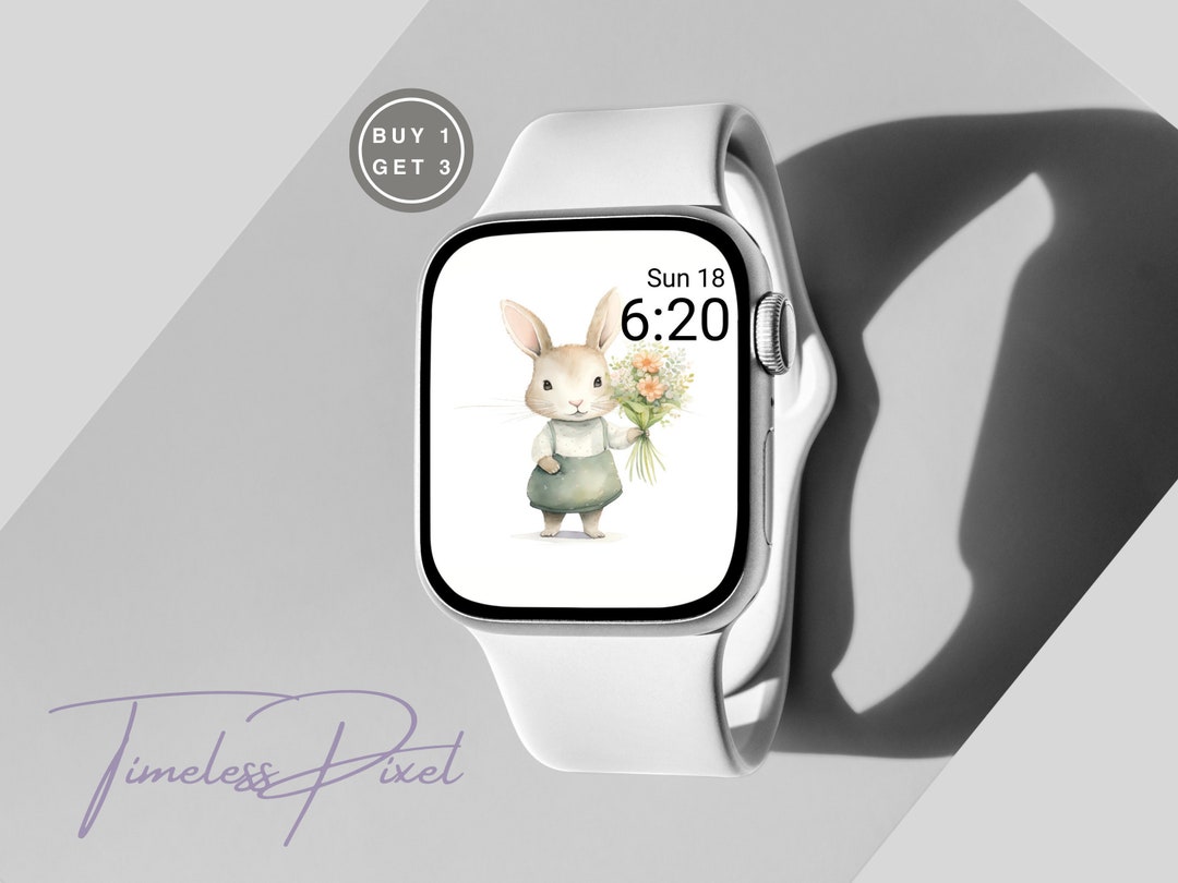 Springtime Bunny Apple Watch Wallpaper, Charming Rabbit Watch Face ...