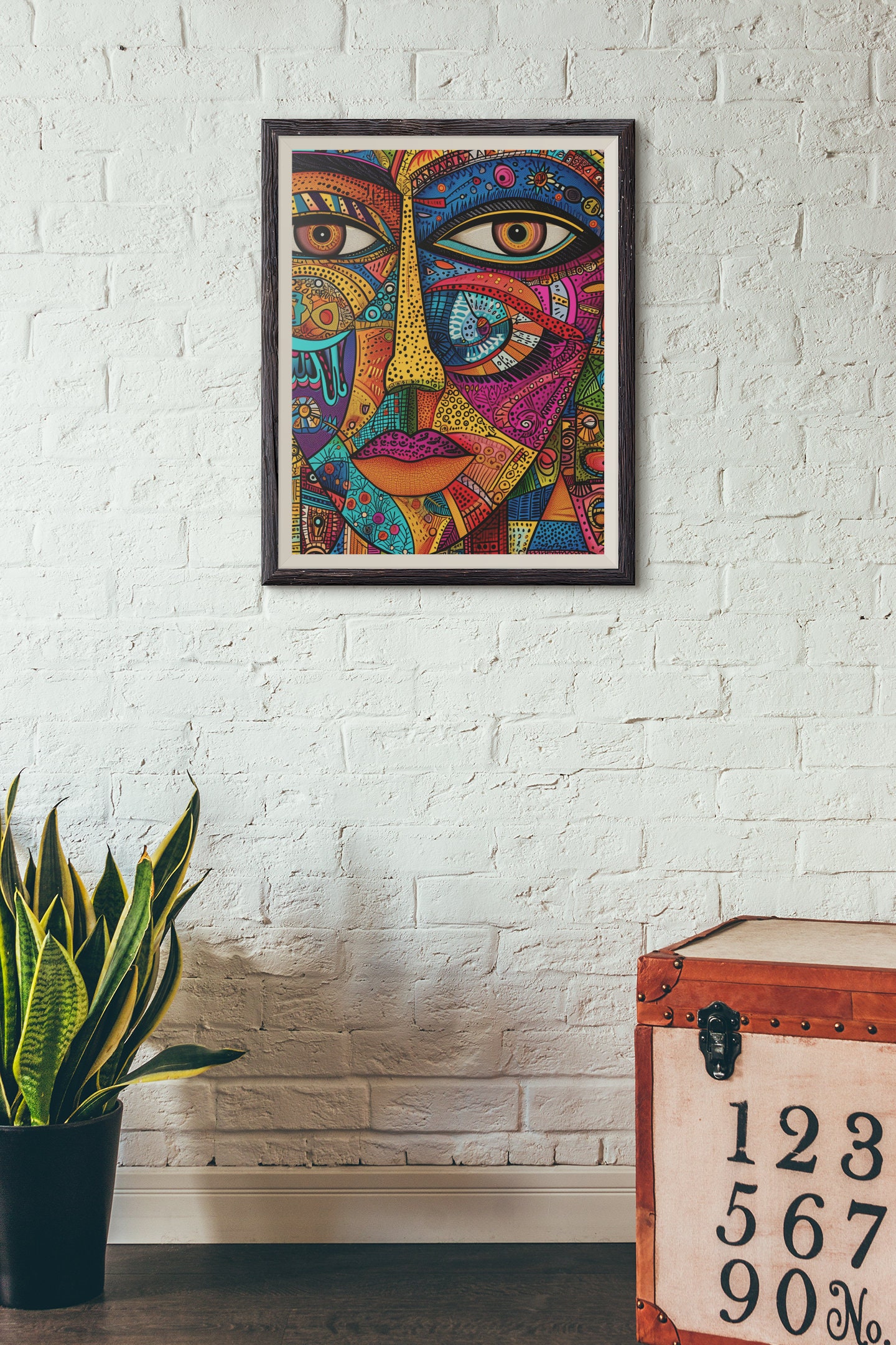 5:7 Beautiful and Colorful Indian Art, Face of a Woman, Portrait Face ...