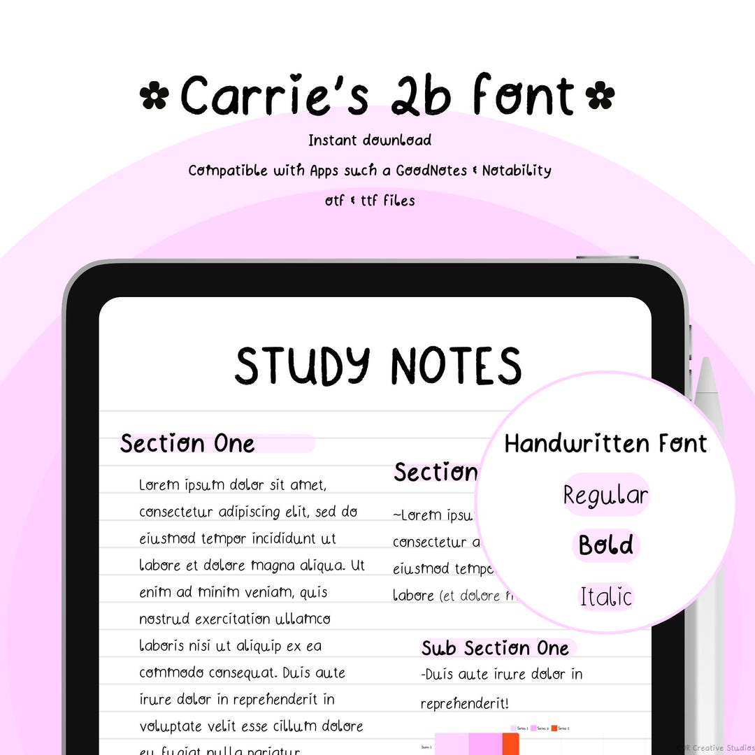 Carries 2b Font Pack for Digital Planner, Journaling, and Note Taking ...