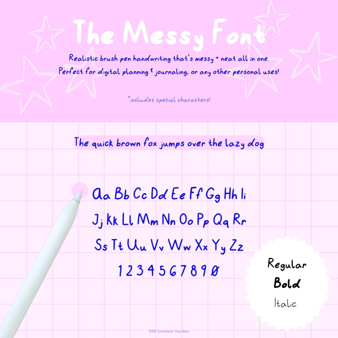 Messy Font Pack for Digital Planner, Journaling, and Note Taking | Cute ...