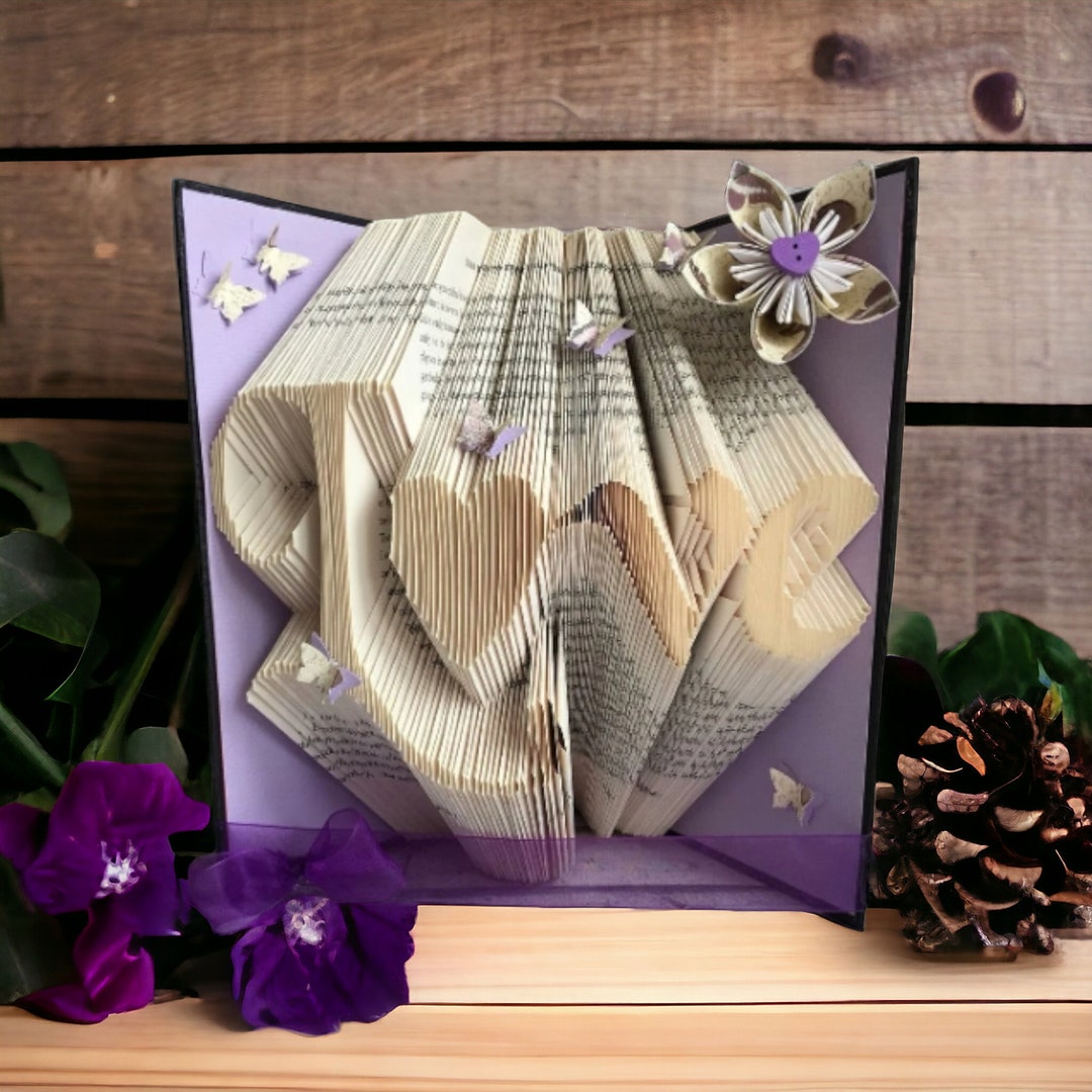 Folded Book Art, Love With Heart Design, Perfect Gift Idea for Weddings ...
