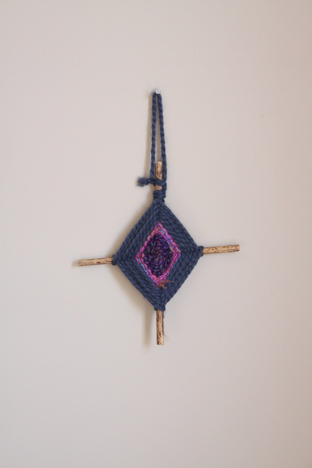 The Summer Sunset Hand Made God's Eye Weaving Dark Blue Pink and Purple ...