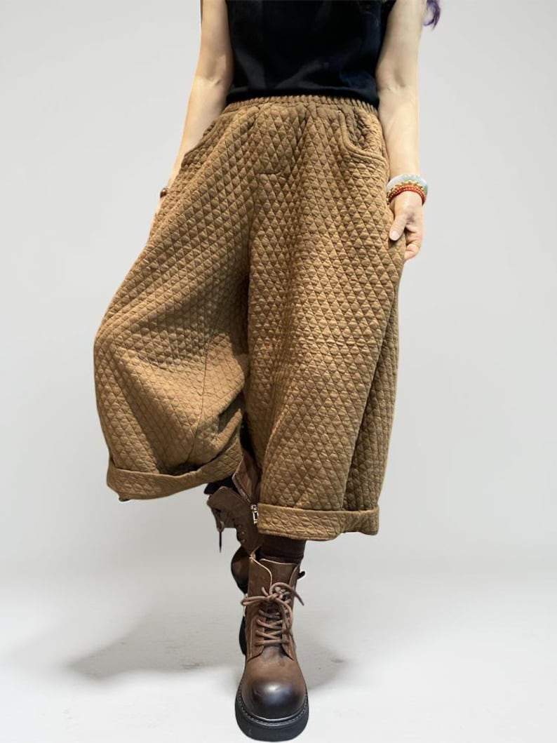 Quilted Harem Pants | Unisex Balloon Trousers, Elastic Waist - Etsy