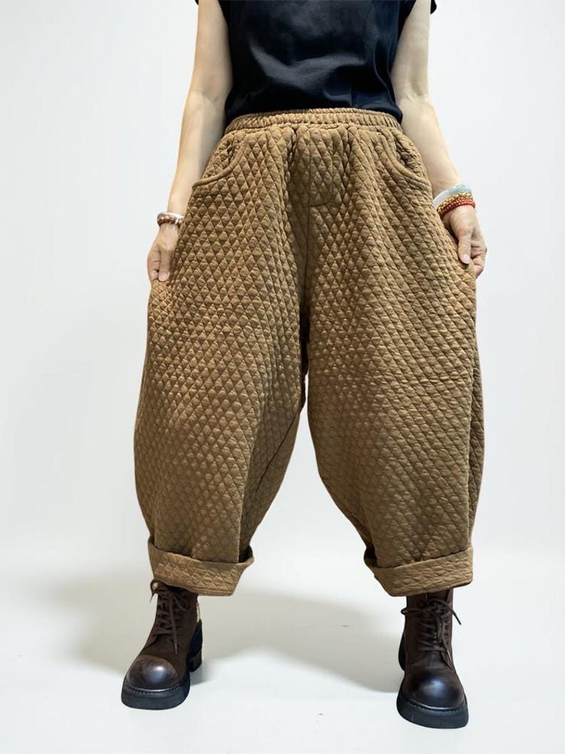 Quilted Harem Pants | Unisex Balloon Trousers, Elastic Waist - Etsy