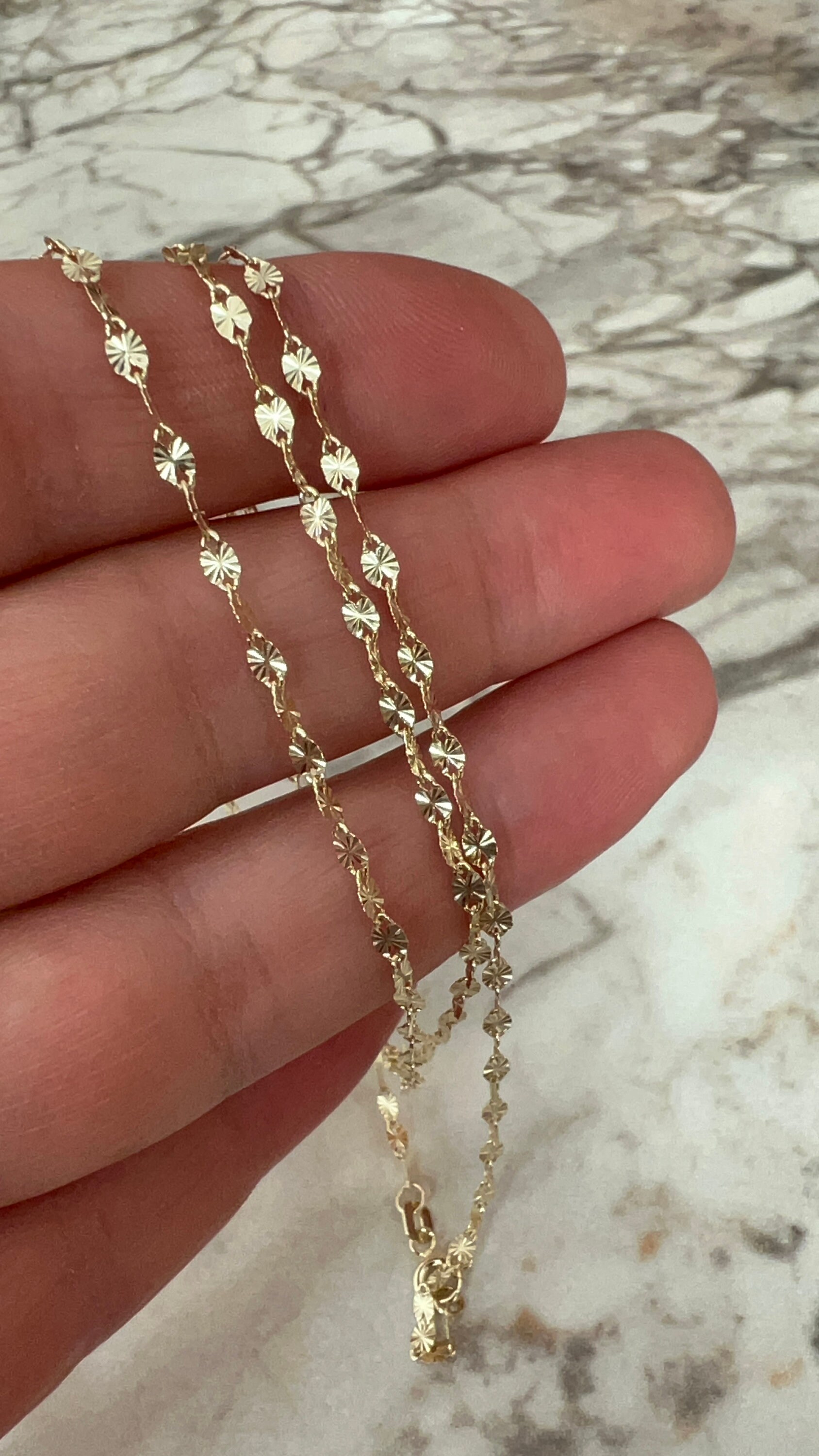 Solid 14K Gold 3.15mm Diamond Cut Chain, Genuine 14K Gold Necklace ...