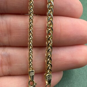 14K Solid Gold Diamond Cut Wheat Chain Bracelet - 2.35mm - Etsy