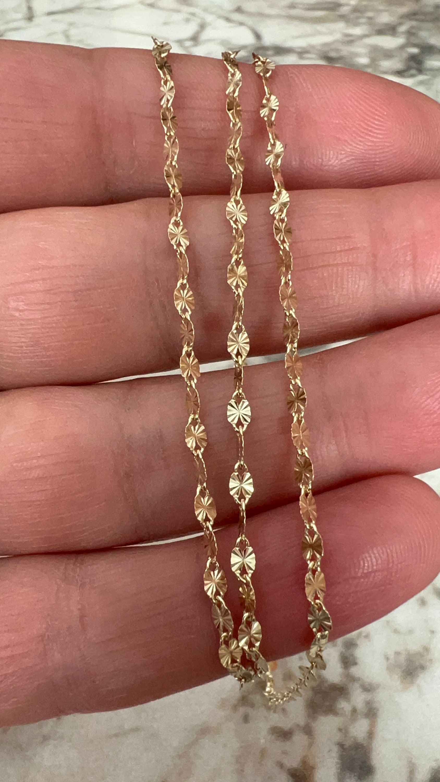 Solid 14K Gold 3.15mm Diamond Cut Chain, Genuine 14K Gold Necklace ...