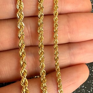 Solid 14K Gold Rope Chain Gold Rope Necklace 2.30mm 2.85mm 3.30mm ...