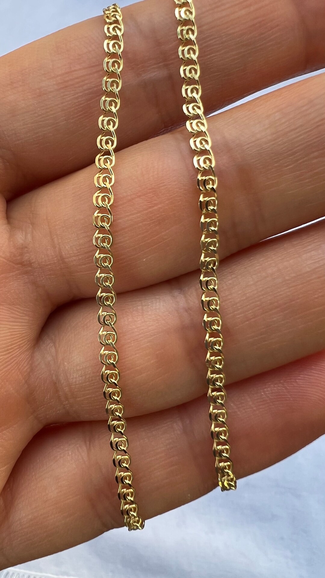 Solid 14K Gold LOVE Chain 2.30mm Women Gold Love Trending Chain, Love ...