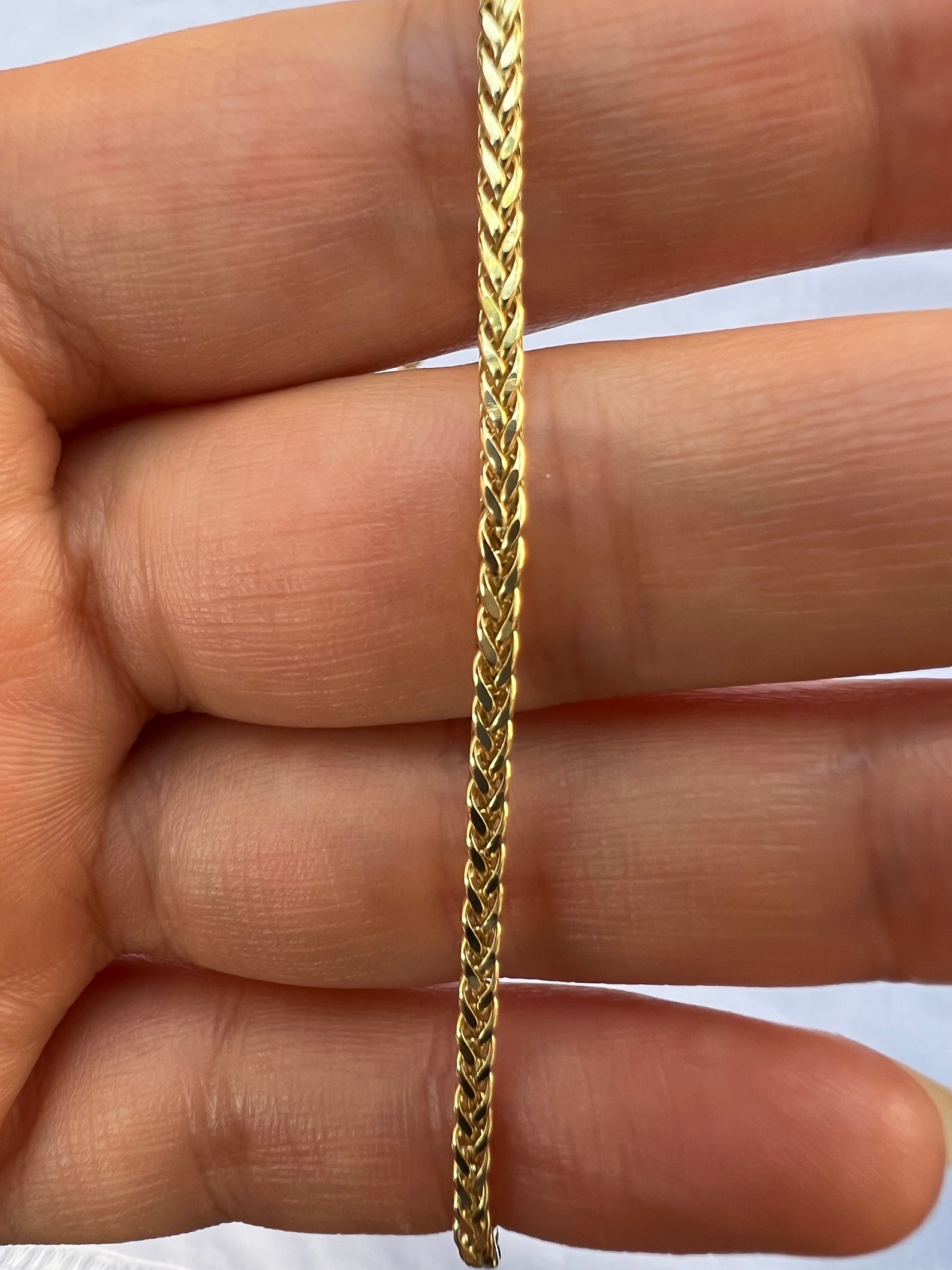 Solid 14K Gold Wheat Diamond Cut Shiny Chain Made in ITALY 14K 2mm 2 ...