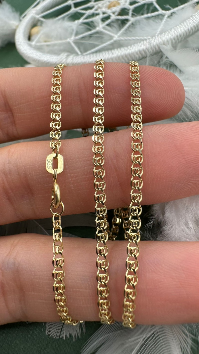 Solid 14K Gold LOVE Chain 2.30mm Women Gold Love Trending Chain, Love ...