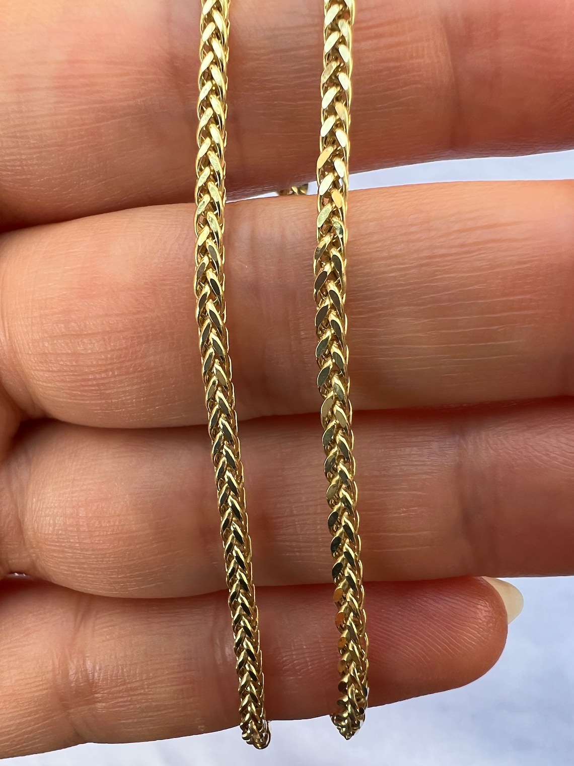 Solid 14K Gold Wheat Diamond Cut Shiny Chain Made in ITALY 14K 2mm 2 ...