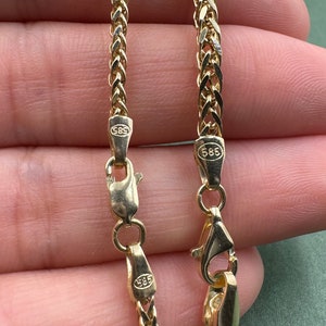 14K Solid Gold Diamond Cut Wheat Chain Bracelet - 2.35mm - Etsy