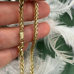 14K Solid Gold Diamond Cut Wheat Chain Bracelet - 2.35mm - Etsy