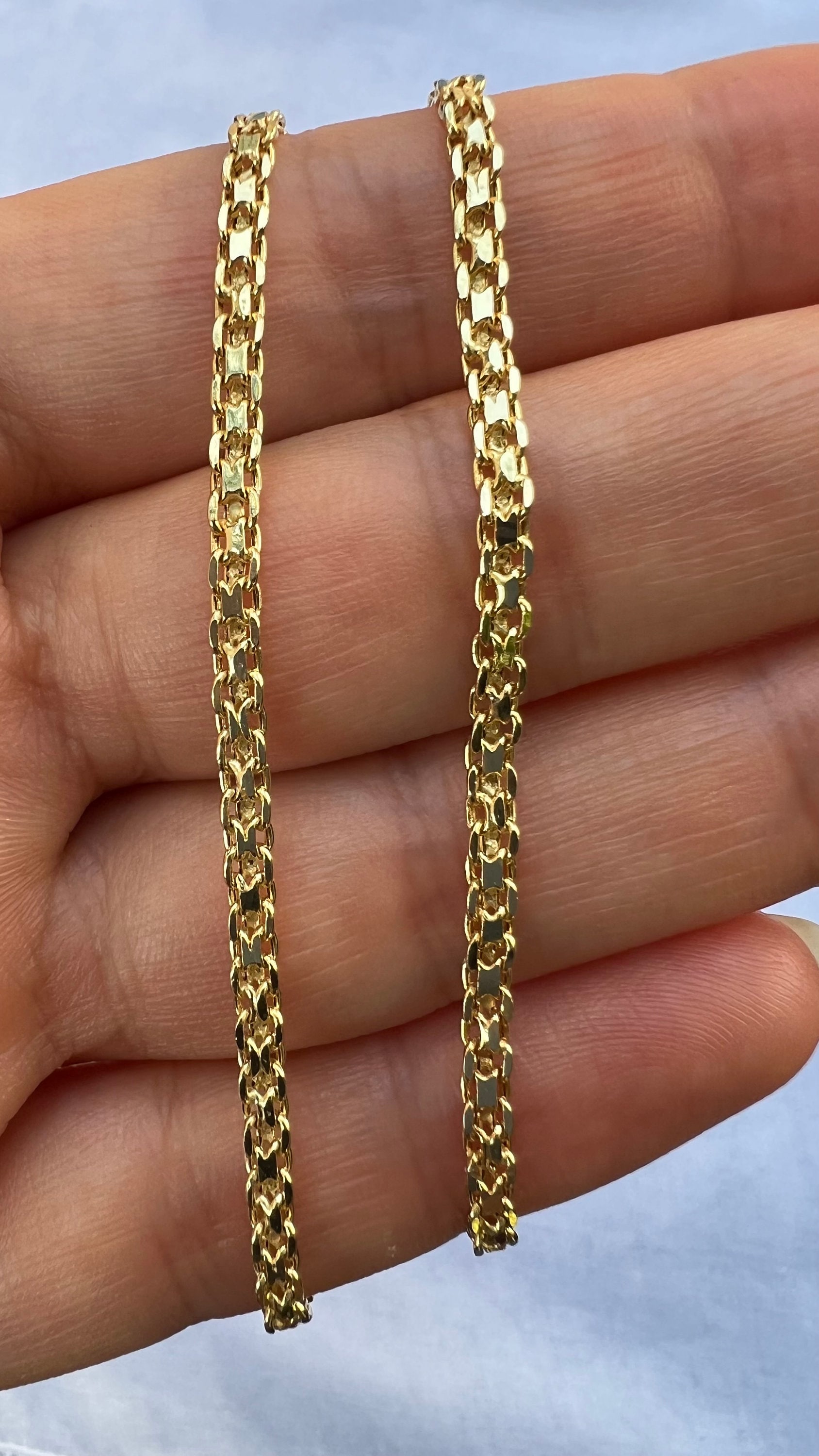 Solid 14K Gold 2.60mm Chain Bismark Straight Chain, Real 14K 2.60mm ...