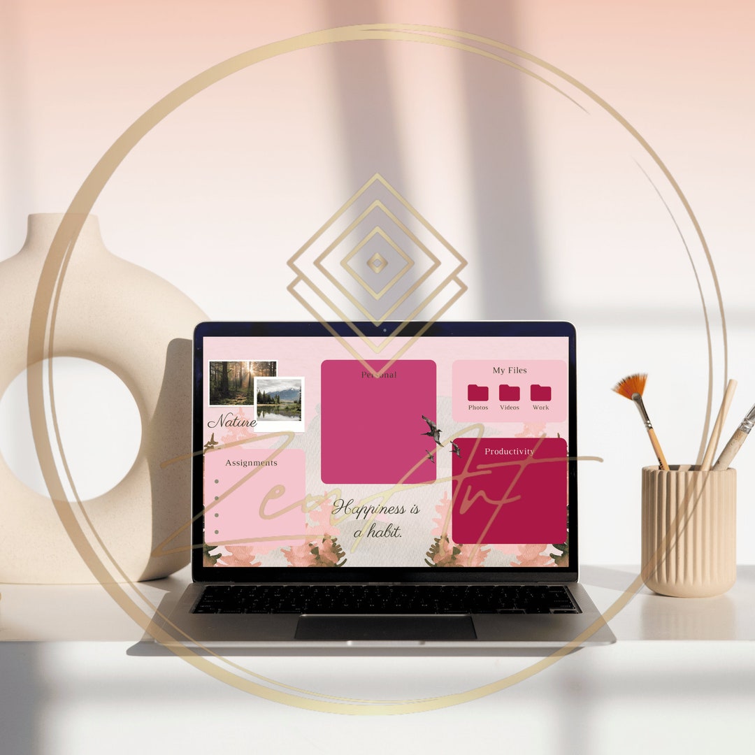 Inspiring Pastel Digital Desktop Organizer With Quotes and Nature ...