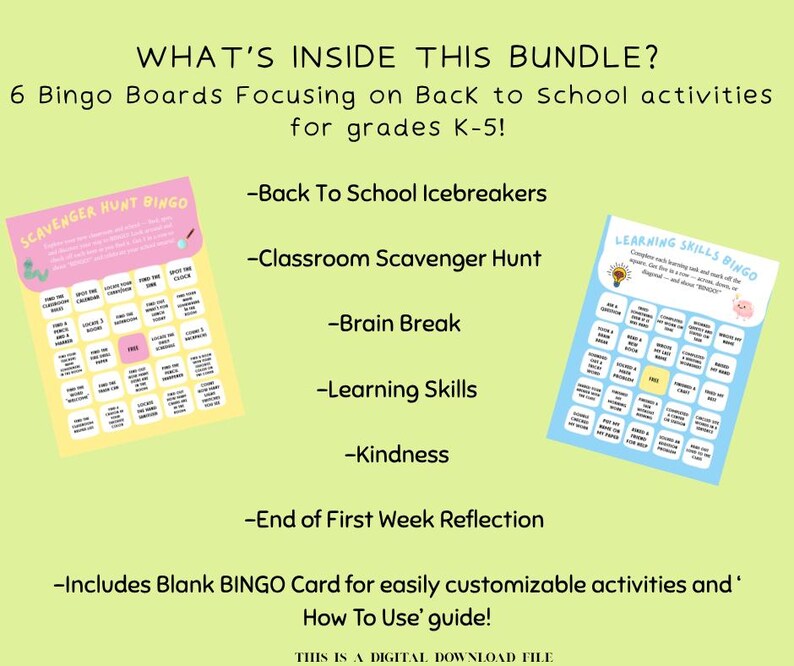 Back to School BINGO Bundle: Classroom Icebreaker Games (PDF Download ...