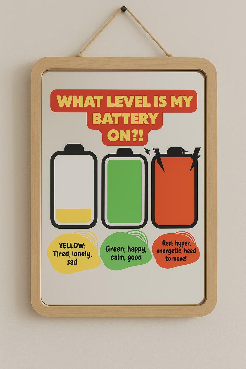 Printable OT Therapy Chart for Kids | Battery Level Emotional Tracker ...