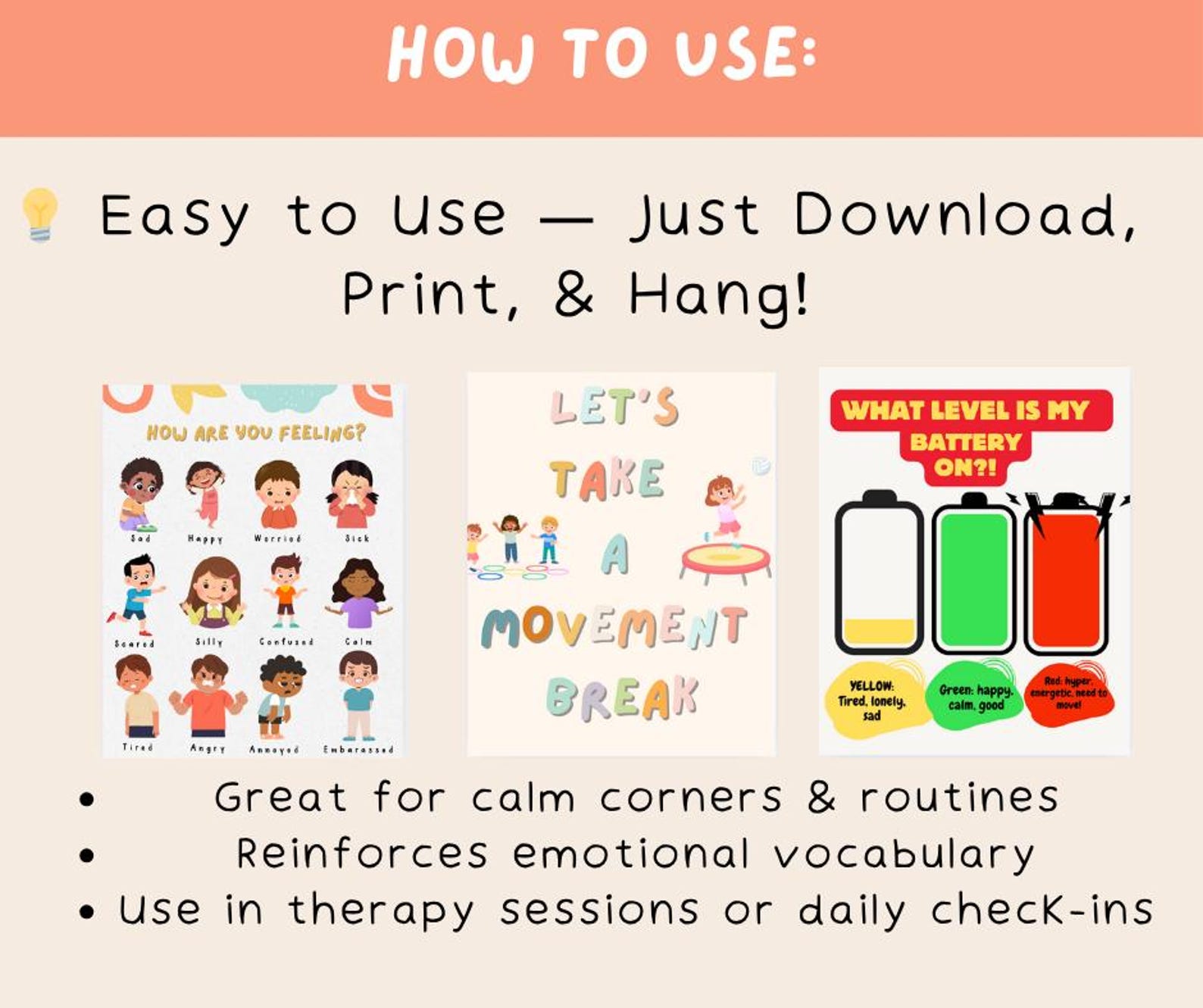 Feelings Chart for Kids | SEL Emotion Posters Printable Bundle | OT ...