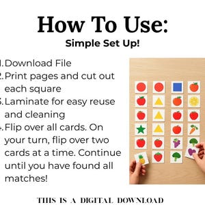 Printable Memory Matching Game: Cognitive Therapy Activity (digital ...