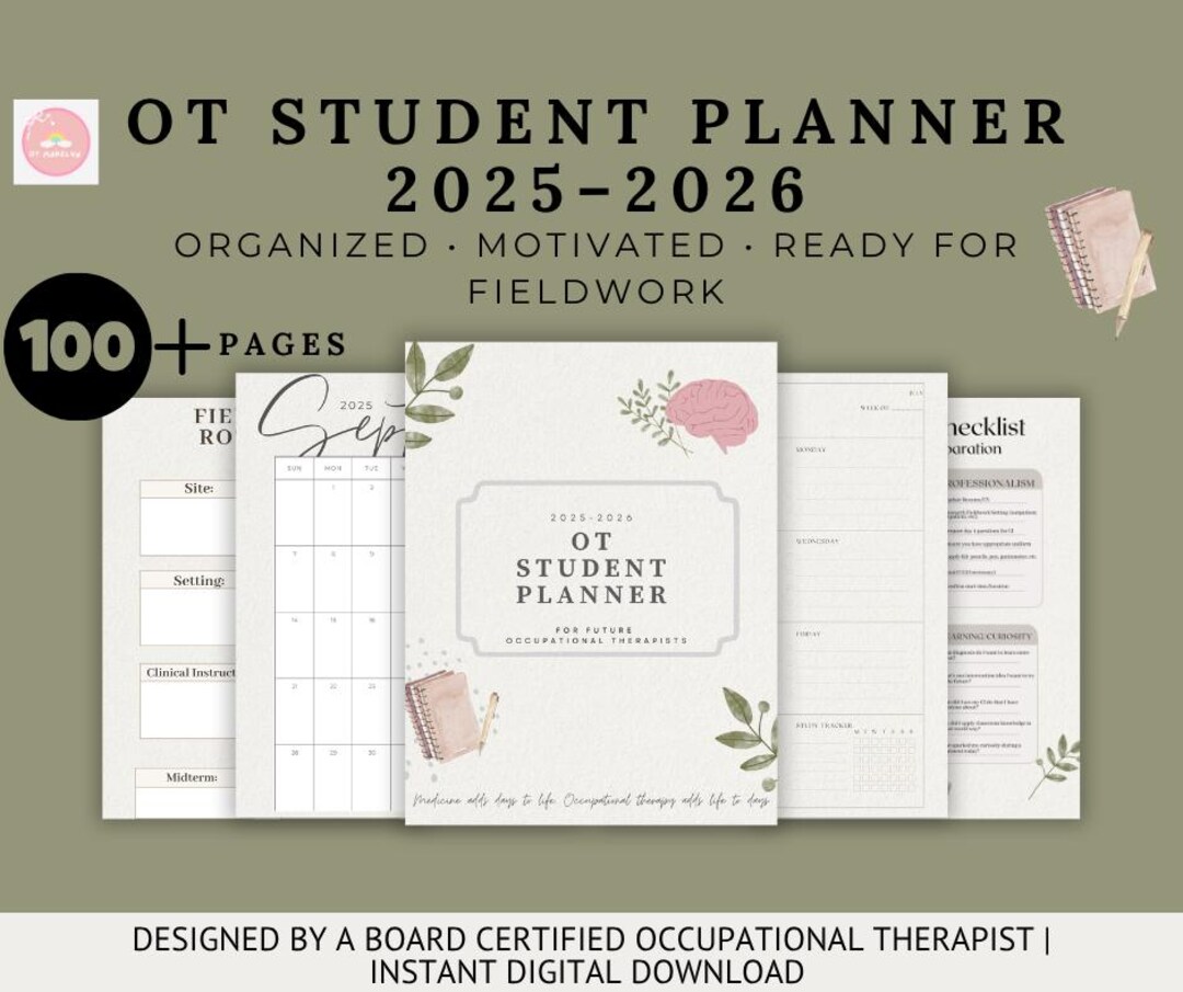 OT Student Planner 2025-2026: Occupational Therapy School Organizer ...