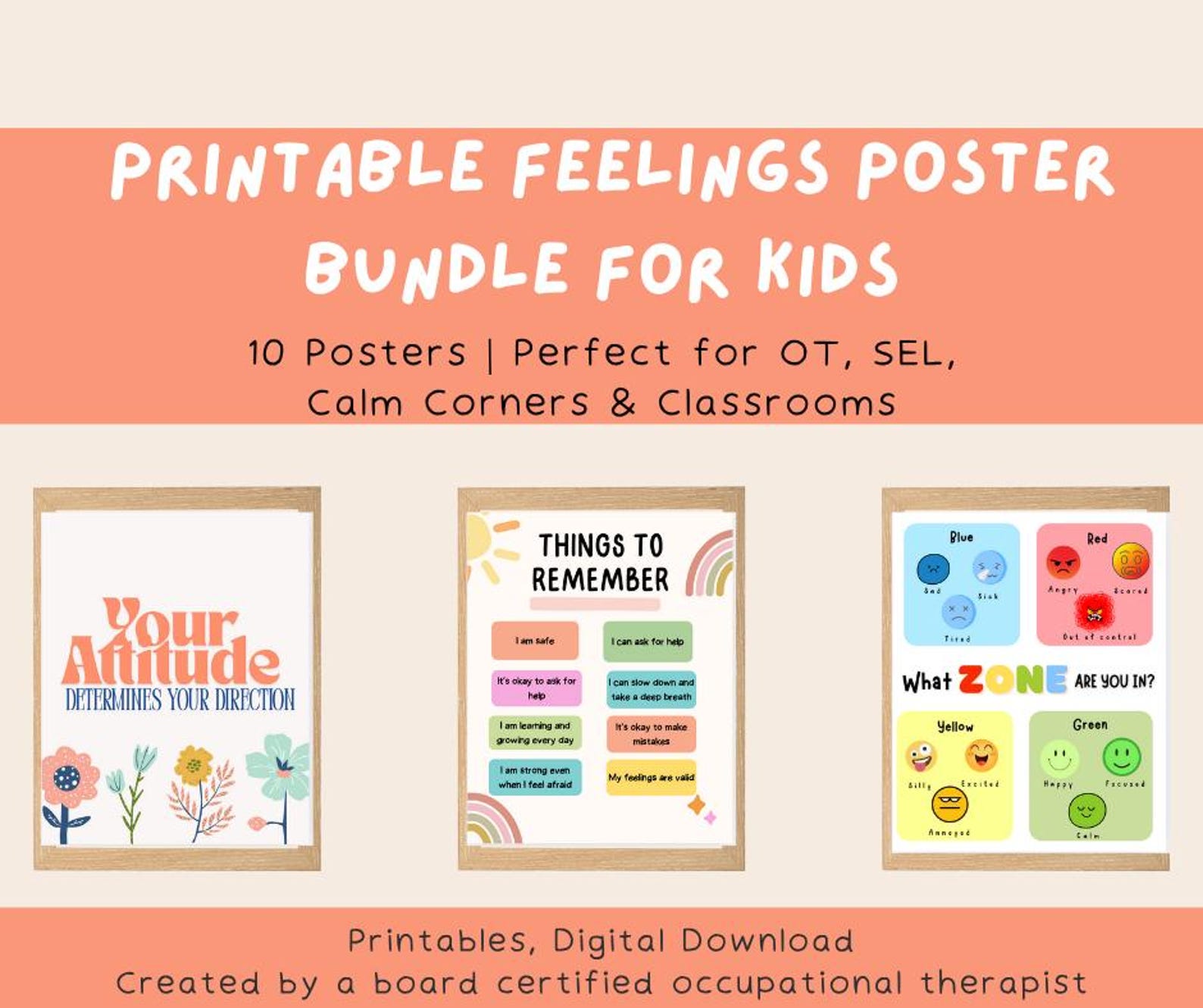 Feelings Chart for Kids | SEL Emotion Posters Printable Bundle | OT ...