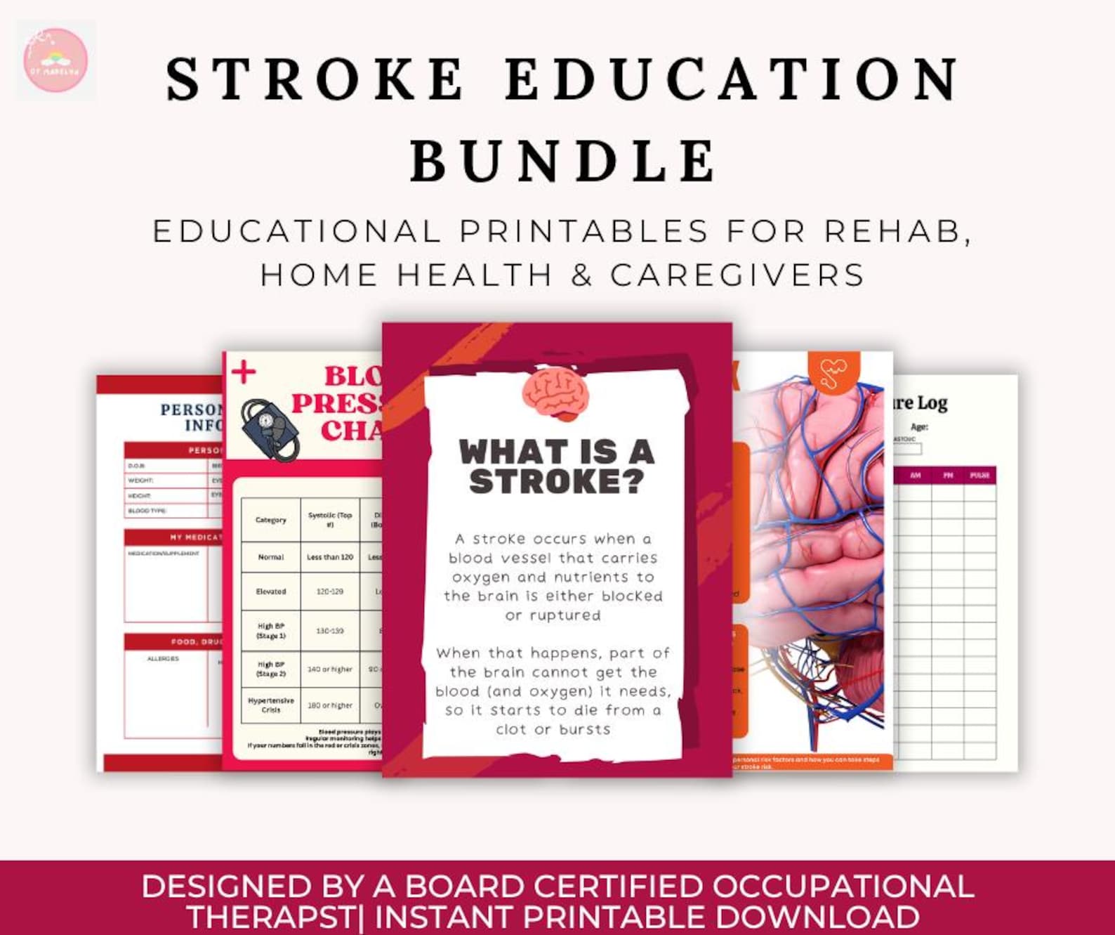 Stroke Education Printable Bundle: BE FAST Poster, Medication Log ...