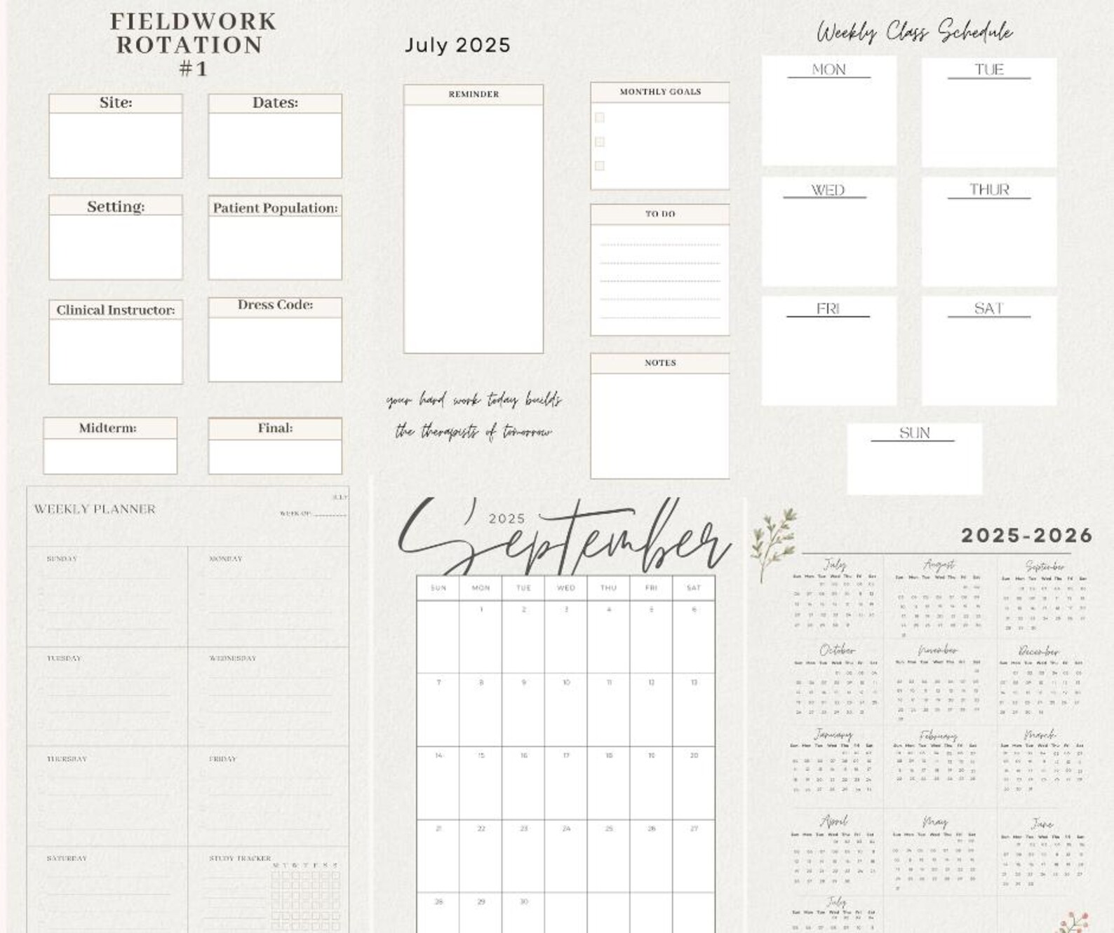OT Student Planner 2025-2026: Occupational Therapy School Organizer ...