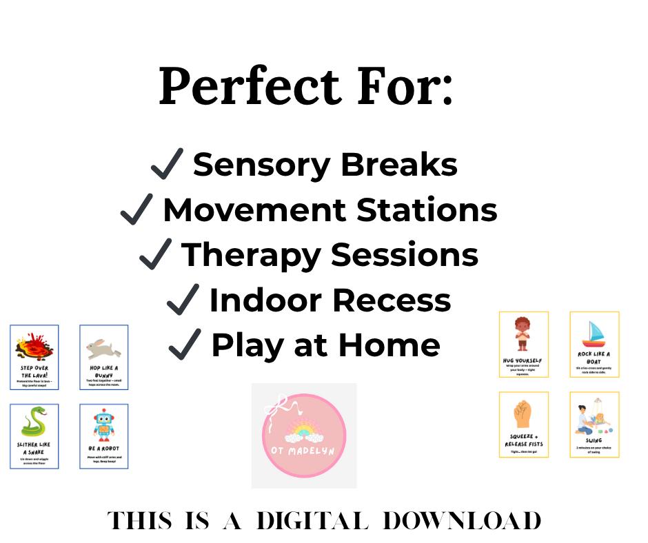 Sensory & Movement Activity Cards: OT Therapy Tools (printable PDF) - Etsy