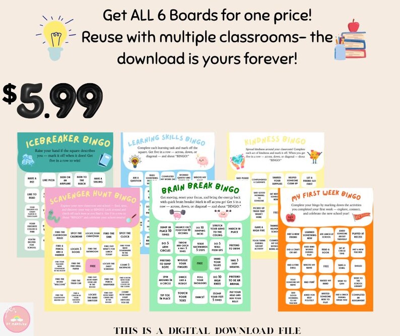 Back to School BINGO Bundle: Classroom Icebreaker Games (PDF Download ...
