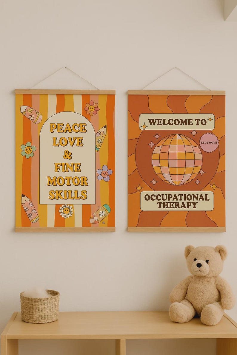Groovy OT Poster Pack | Retro Occupational Therapy Wall Art Printable ...