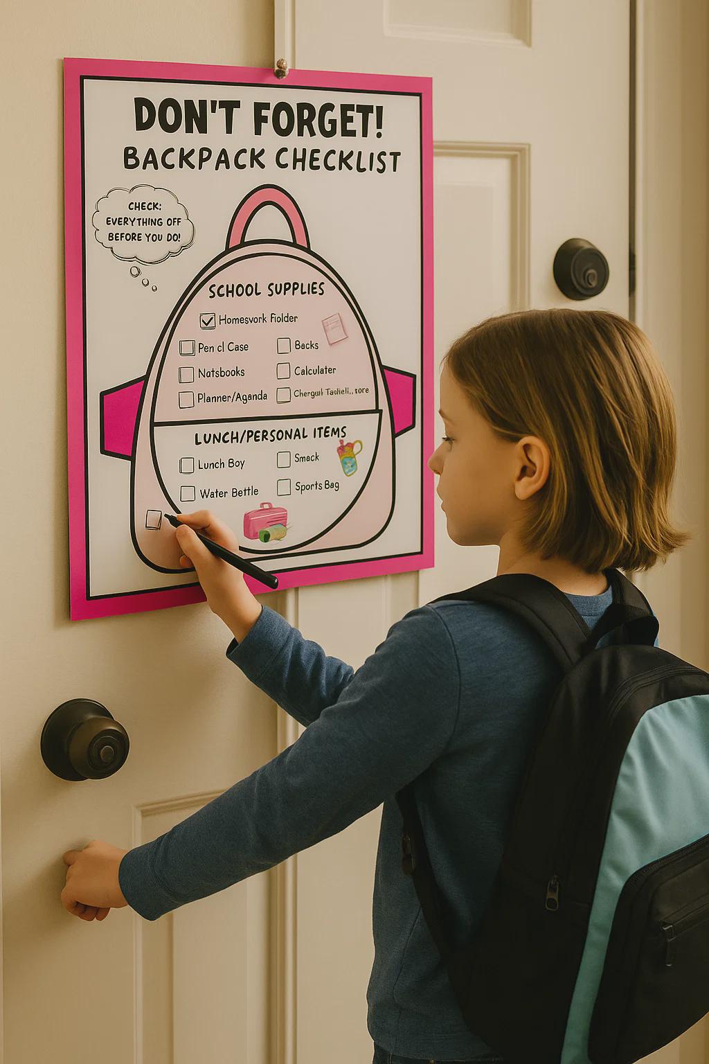 Visual Backpack Checklist: Kids' School Packing List - OT Designed (PDF ...