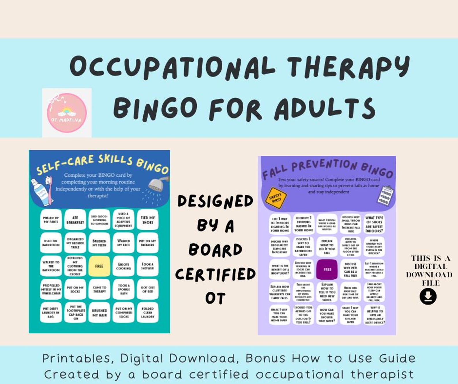 Occupational Therapy BINGO Bundle: Adult Rehab, Cognitive Skills (PDF ...