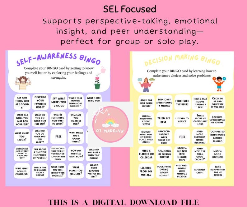 SEL Bingo Game for Kids | Emotional Learning Printable | OT Social ...