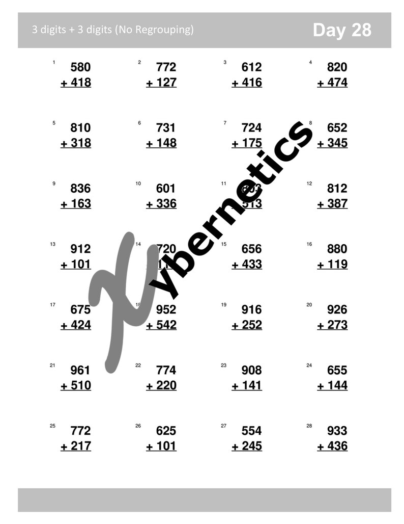 Math Worksheets - Printable - Instant Download - Addition - 2 Digits ...
