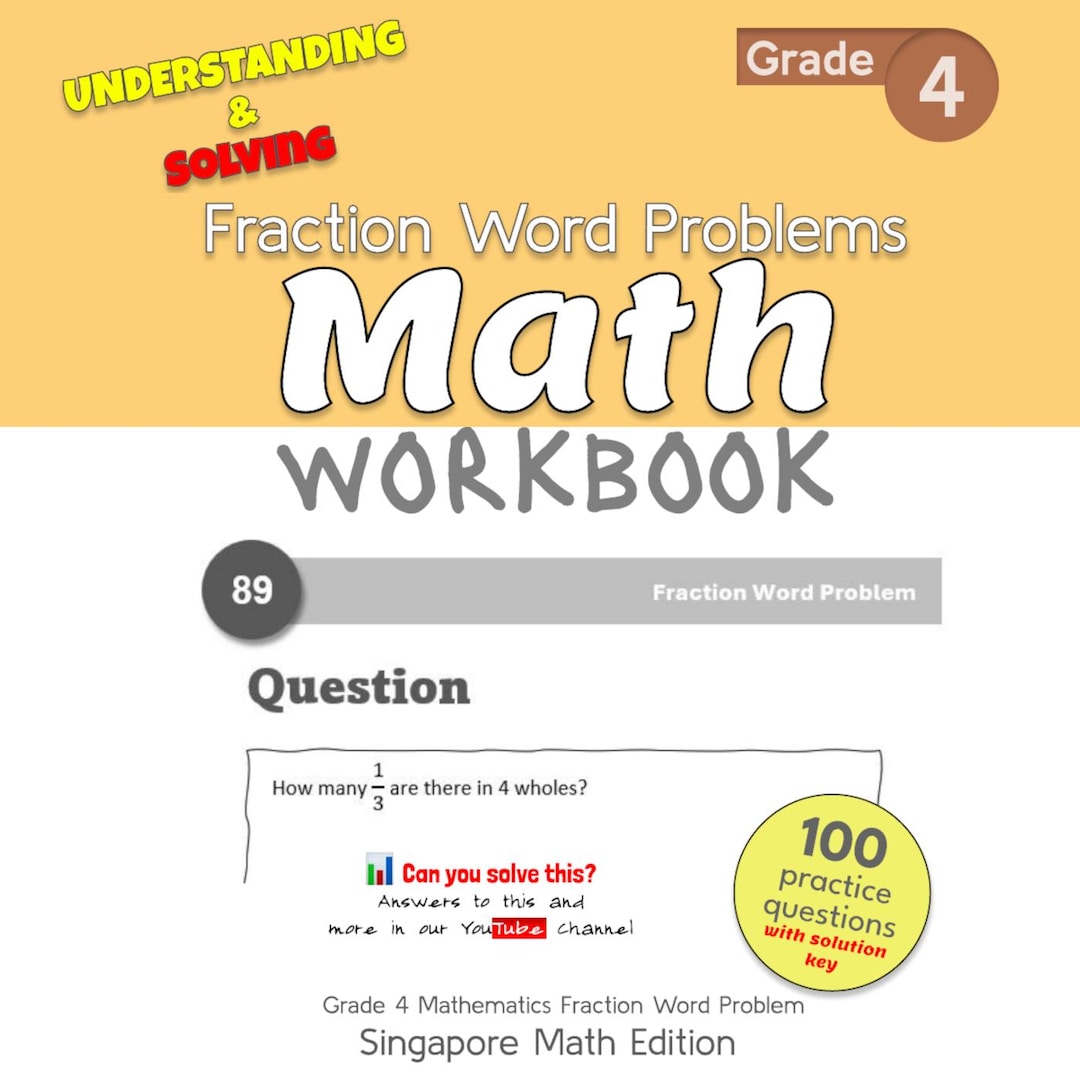Math Workbook Grade 4 Fraction Word Problem - Etsy