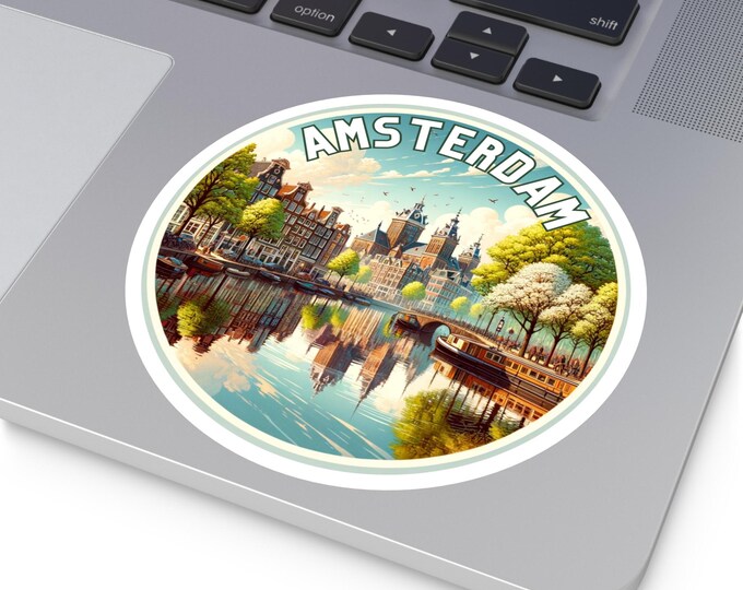 Amsterdam Sticker, Amsterdam Illustration Sticker, Netherlands Skyline ...
