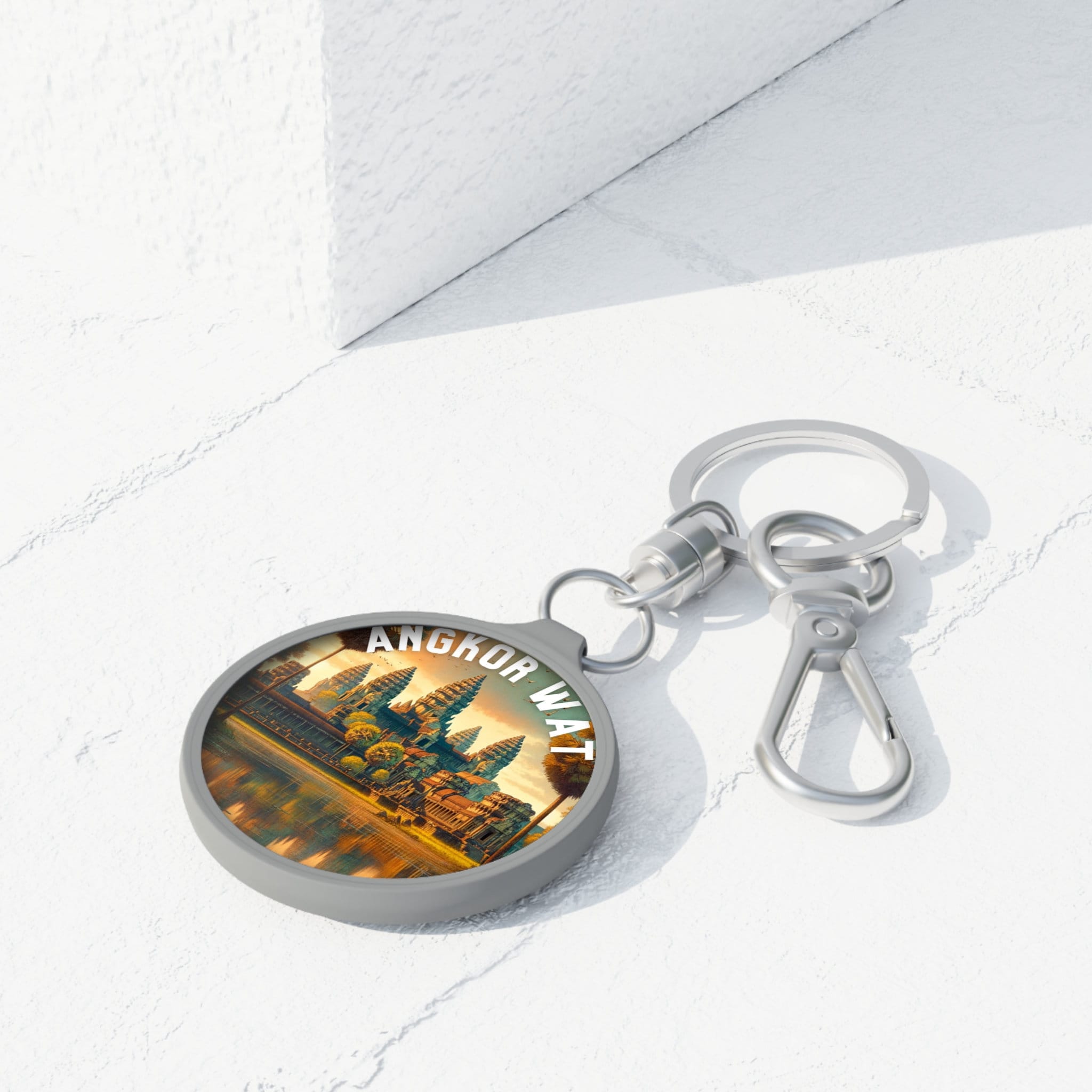 Circular Keychain, Angkor Wat Durable Acrylic & TPU Key Ring Tag With ...