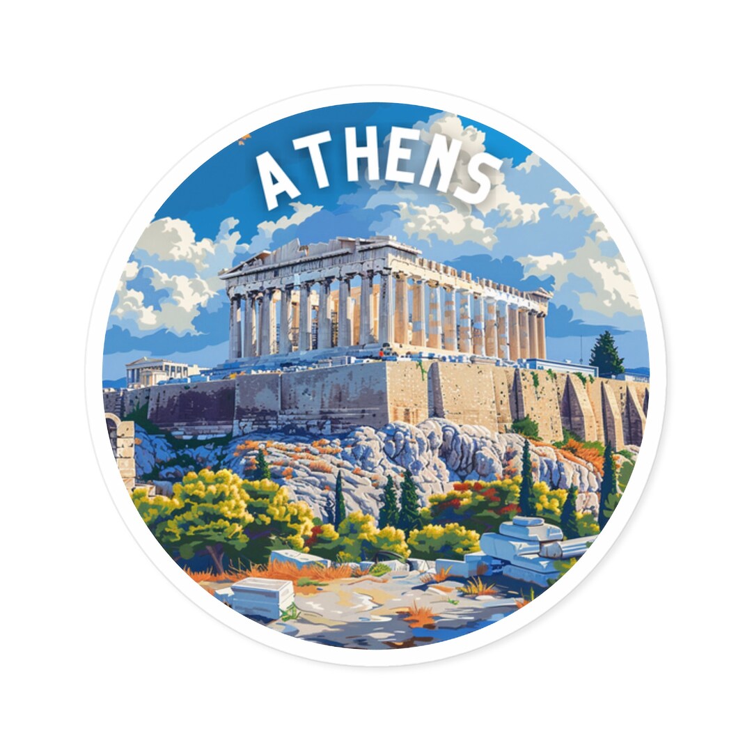 Athens Vinyl Sticker Suitcase Decal Travel Journal Sticker Laptop ...