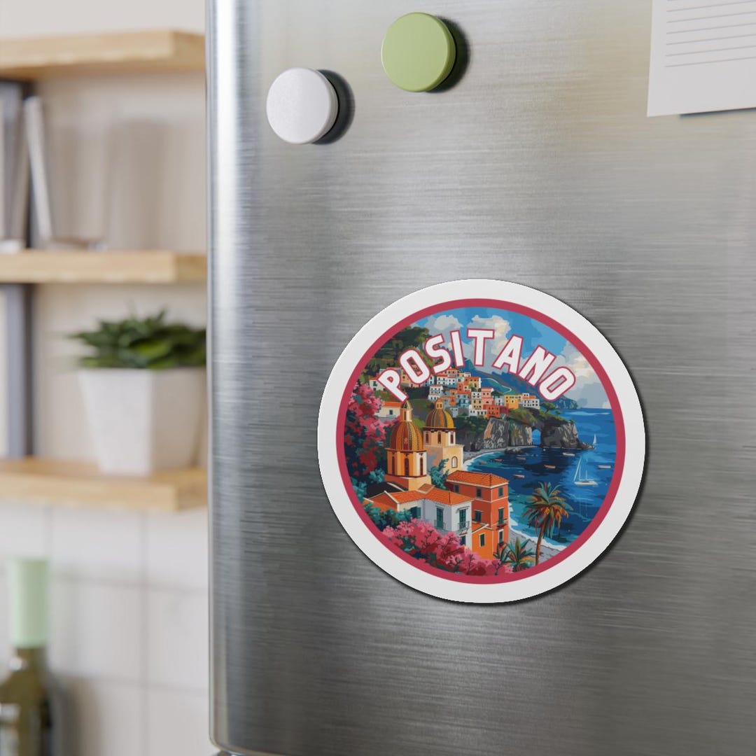 Positano Vinyl Magnet - Amalfi Coast, Italy, Fridge Magnet, Car Magnet ...