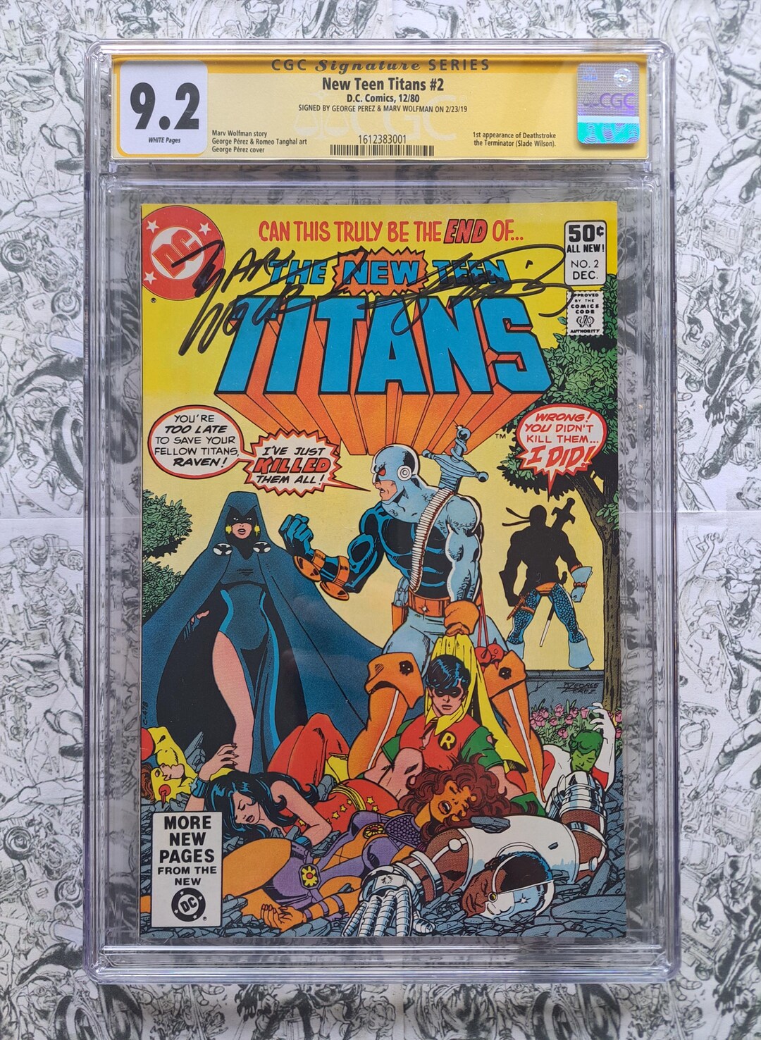 New Teen Titans #2 CGC 9.2 First Appearance of Deathstroke 2X Signed ...
