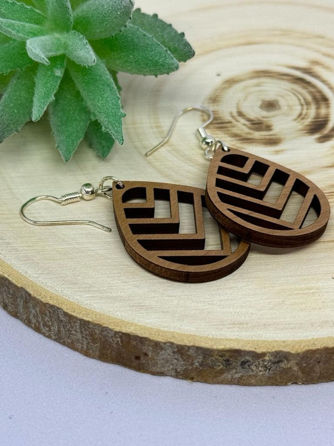 Beautiful Rustic Wood Earrings in Natural Colors, Handmade Wood ...