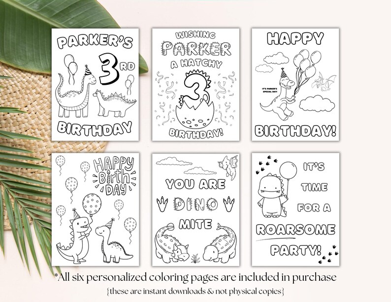 Personalized Dinosaur Birthday Coloring Pages | Personalized Dinosaur ...