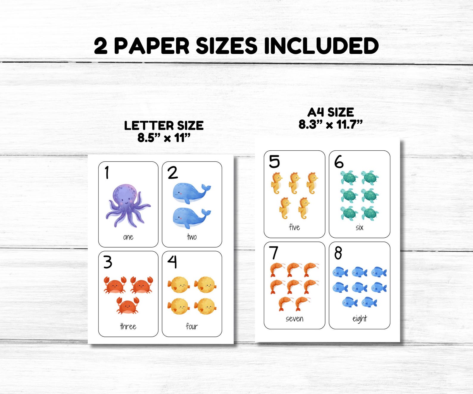 Ocean Number Cards, Sea Animal 1-10 Flashcards, Counting, Educational ...