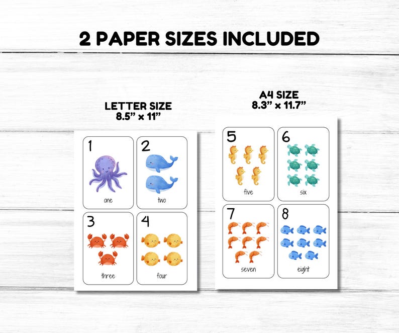Ocean Number Cards, Sea Animal 1-10 Flashcards, Counting, Educational ...